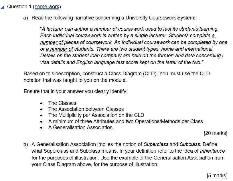 Solved Question 1 (home work): a) Read the following | Chegg.com