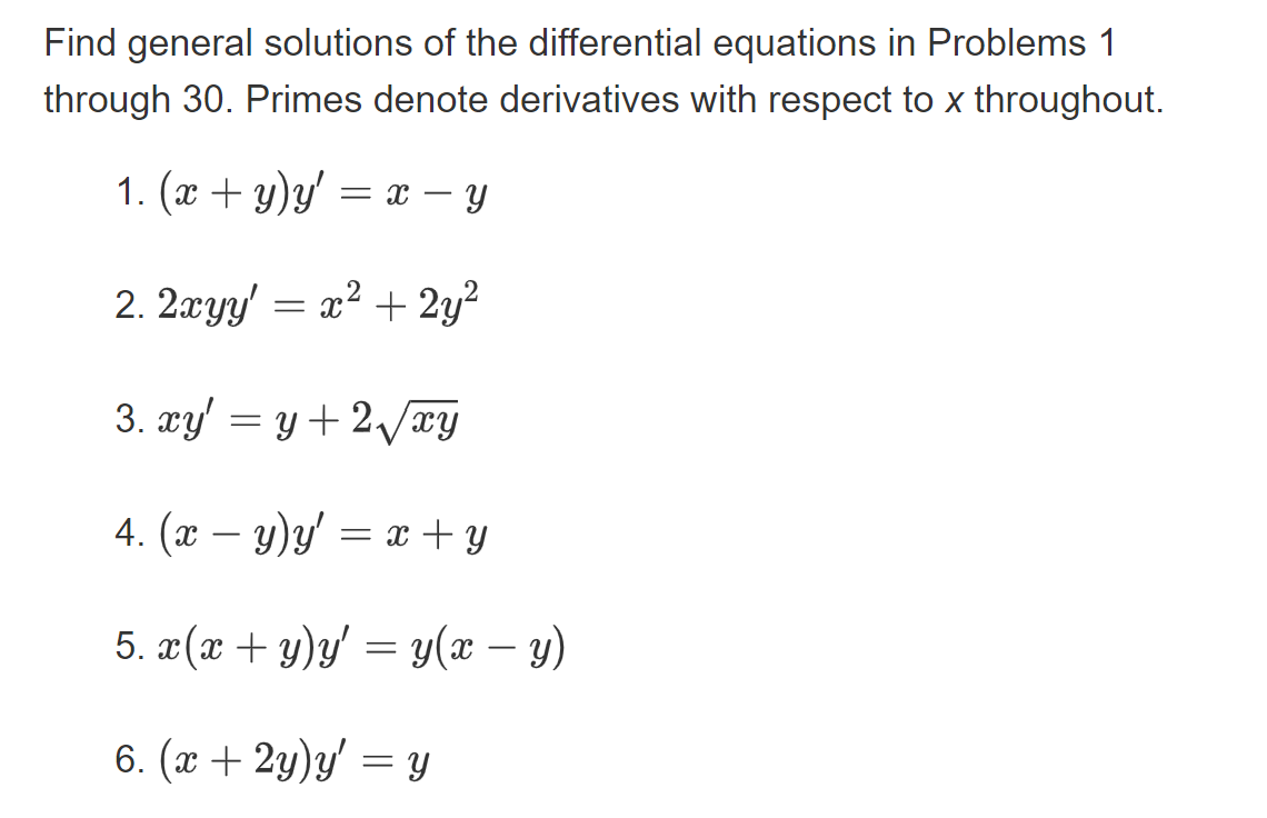 Solved Find general solutions of the differential equations | Chegg.com