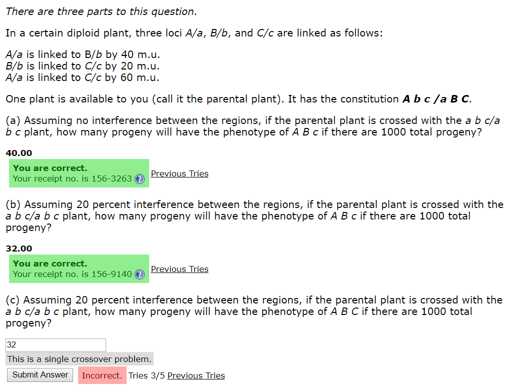 Solved There are three parts to this question. In a certain | Chegg.com