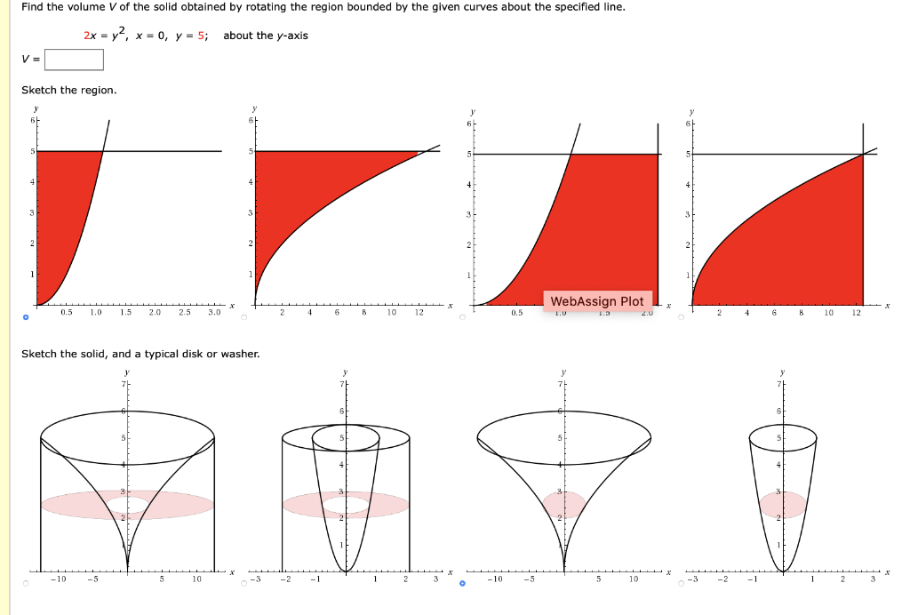 Solved Find the volume V of the solid obtained by rotating | Chegg.com