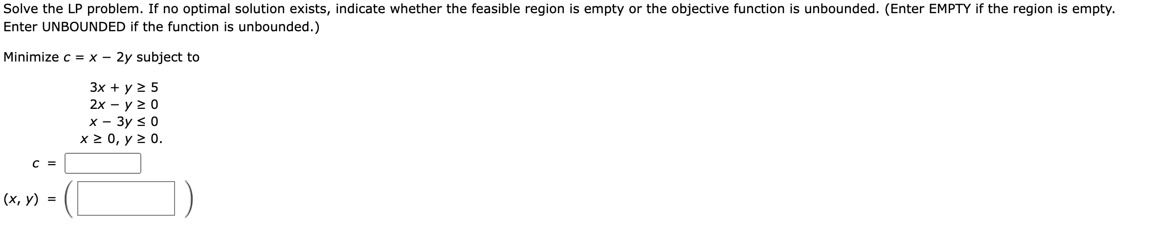 Solved Solve the LP problem. If no optimal solution exists, | Chegg.com