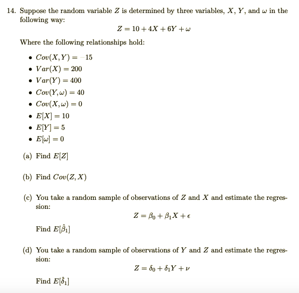 Solved = 14. Suppose the random variable Z is determined by | Chegg.com