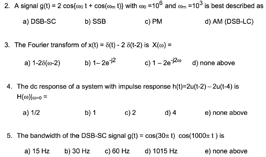 Solved 2. A signal g(t)=2cos{ω0t+cos(ωmt)} with ω0=106 and | Chegg.com