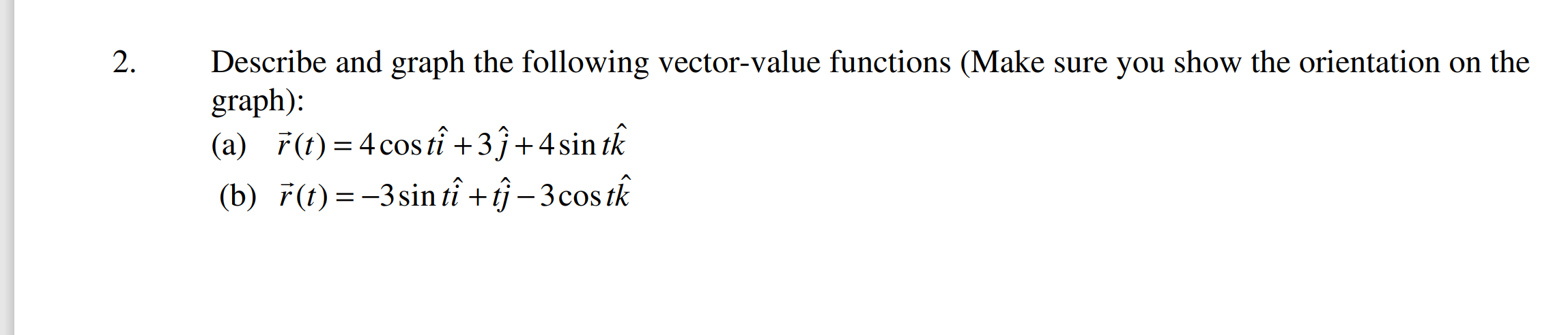 Solved 2. Describe and graph the following vector-value | Chegg.com