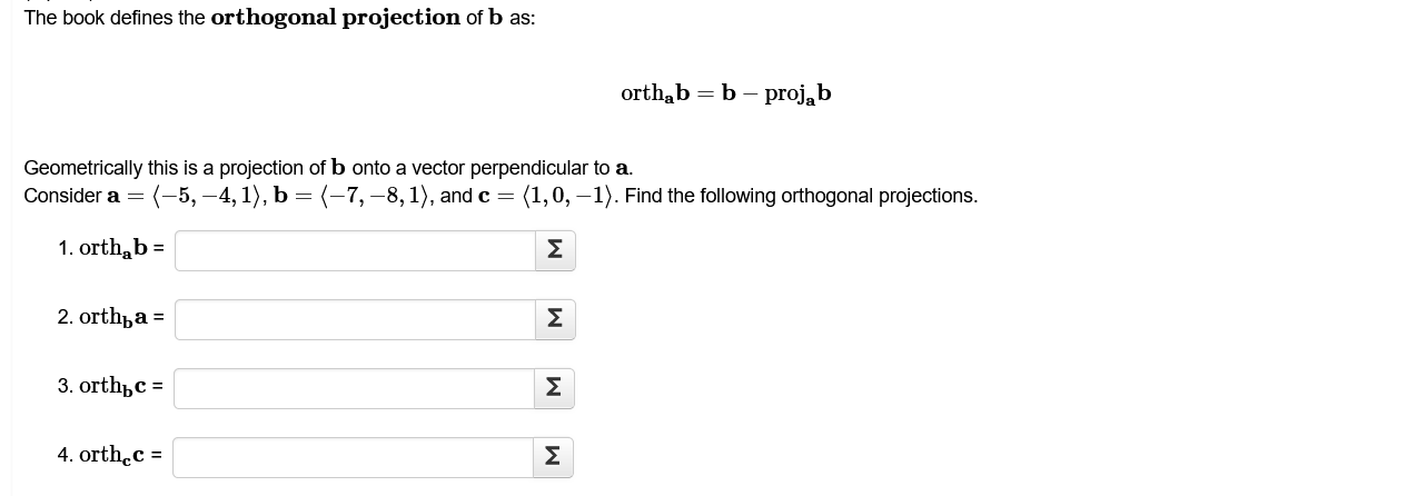 Solved The book defines the orthogonal projection of b | Chegg.com