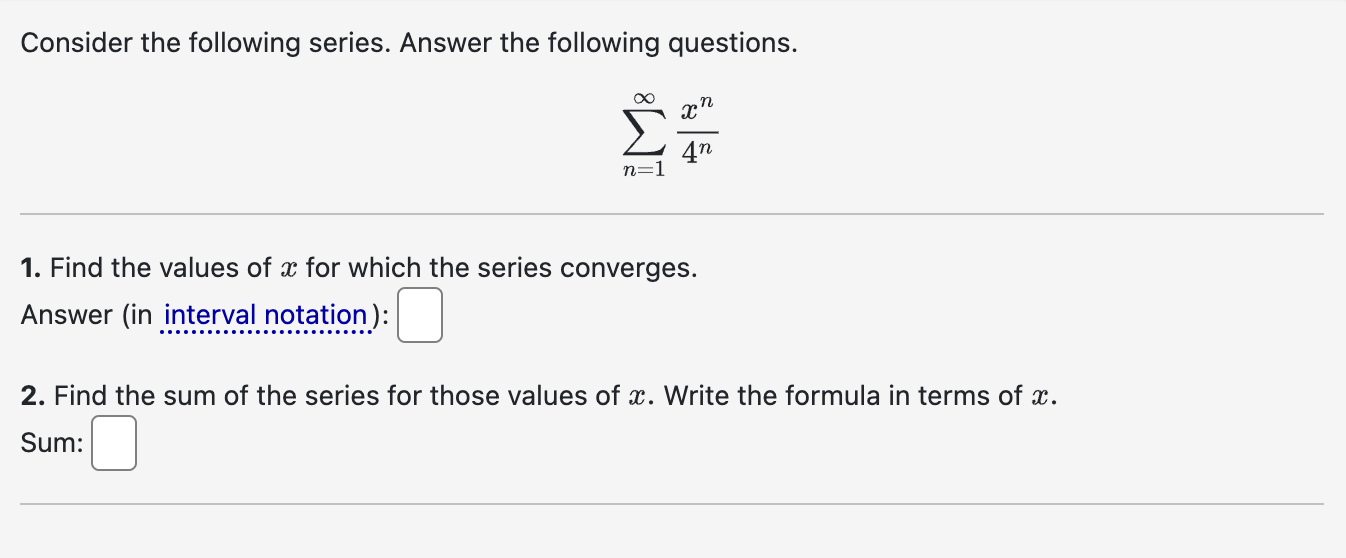 Solved Problem 4Consider the following series. Answer the | Chegg.com