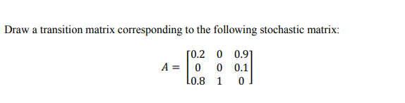 Solved Write a stochastic matrix corresponding to the | Chegg.com