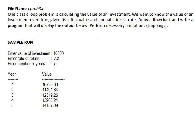 Solved File Name : prob3.c One classic loop problem is | Chegg.com
