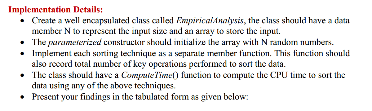 Solved Empirical Analysis of Algorithms Use the Experimental | Chegg.com