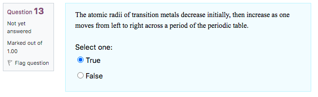 Solved The atomic radii of transition metals decrease | Chegg.com
