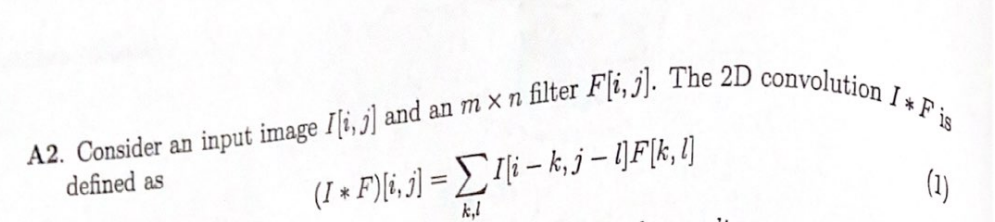 A2. Consider an input image I[i,j] and an m×n filter | Chegg.com