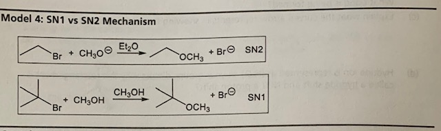 Solved Model 4: SN 1 vs SN2 Mechanism + Br CH30 Etzo OCH3 + | Chegg.com