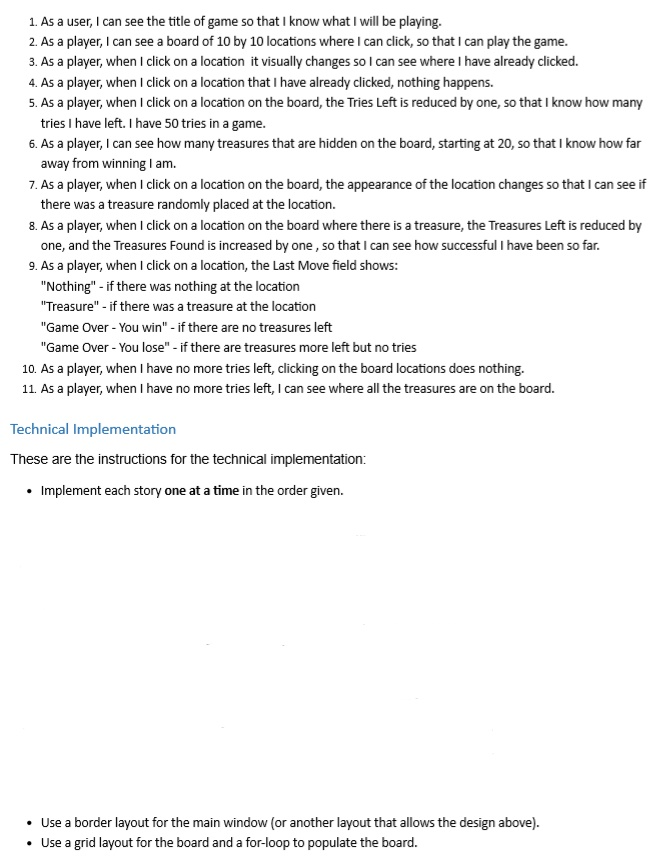 Basically, make a treasure hunt game in Java. SOMEONE | Chegg.com
