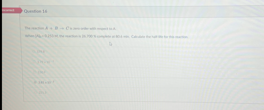 Solved The reaction A+B→C is zero order with respect to A. | Chegg.com