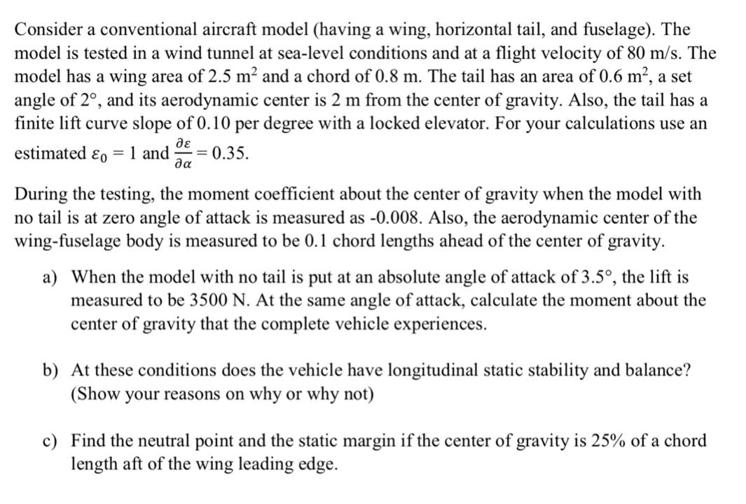 Consider a conventional aircraft model (having a | Chegg.com
