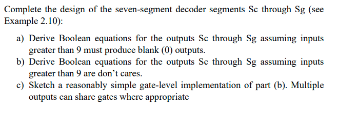 Solved Complete the design of the seven-segment decoder | Chegg.com