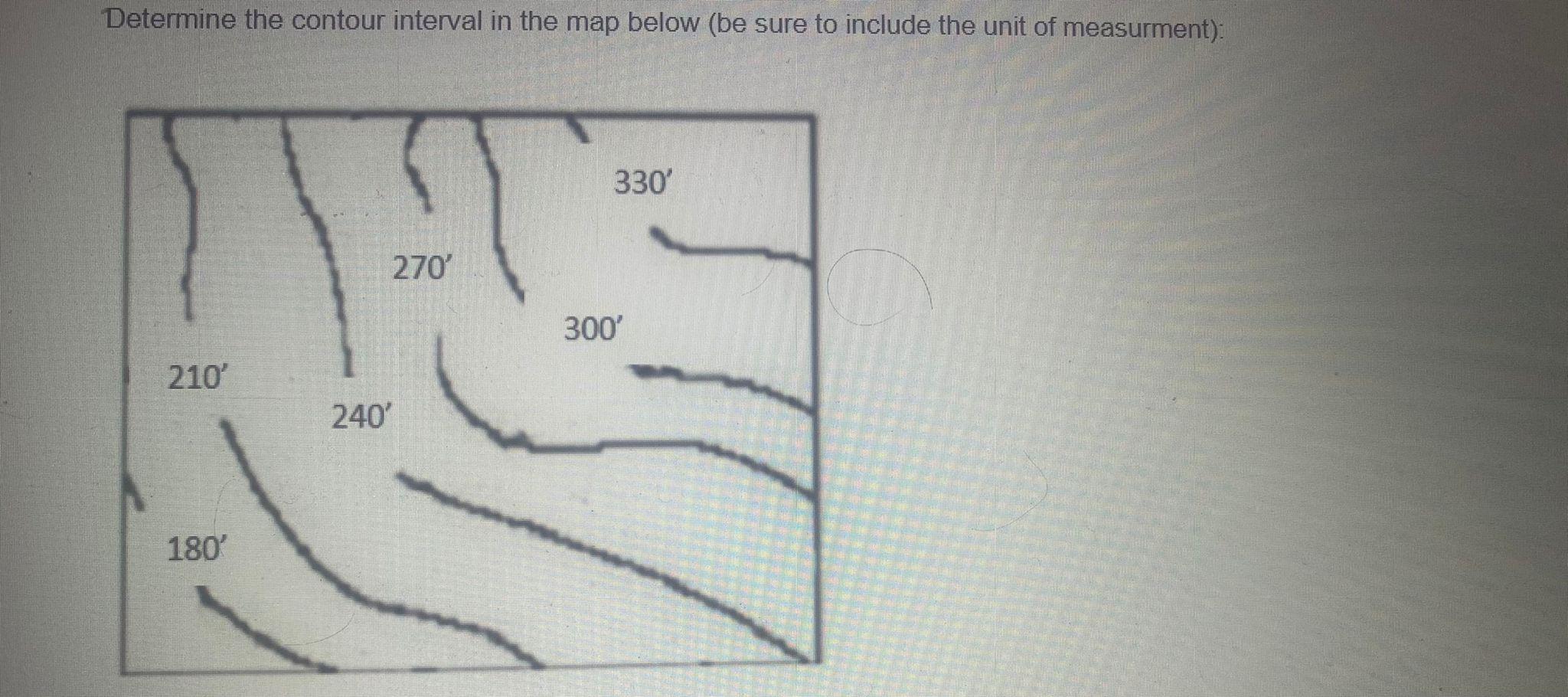 Solved Determine the contour interval in the map below (be | Chegg.com