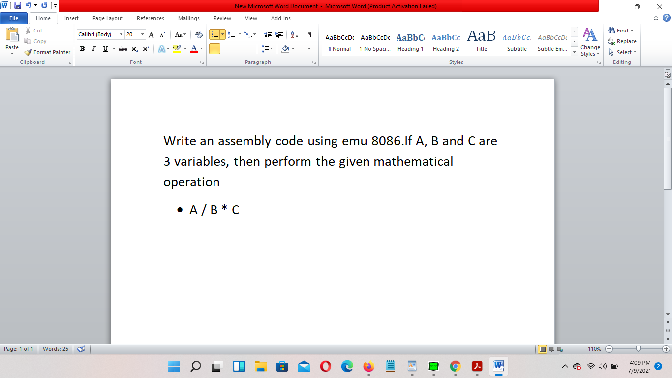Solved Write an emu 8086 code. If A, B and C are 3 | Chegg.com