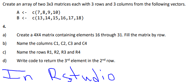Solved Create an array of two 3x3 matrices each with 3 rows | Chegg.com