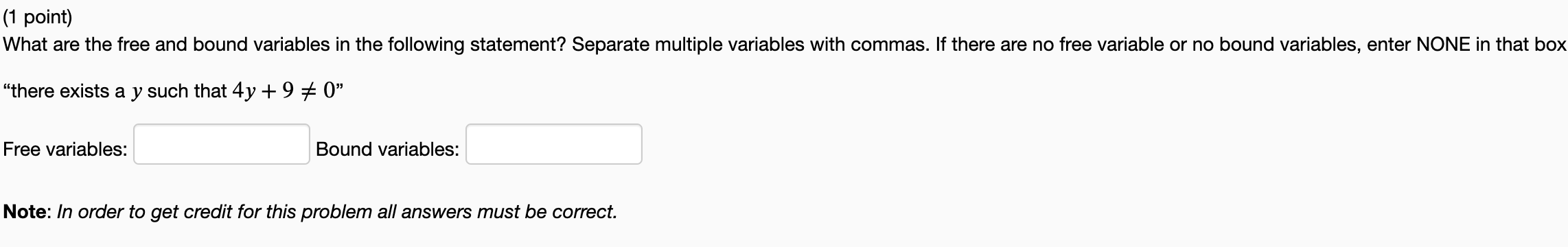 Solved (1 point) What are the free and bound variables in | Chegg.com