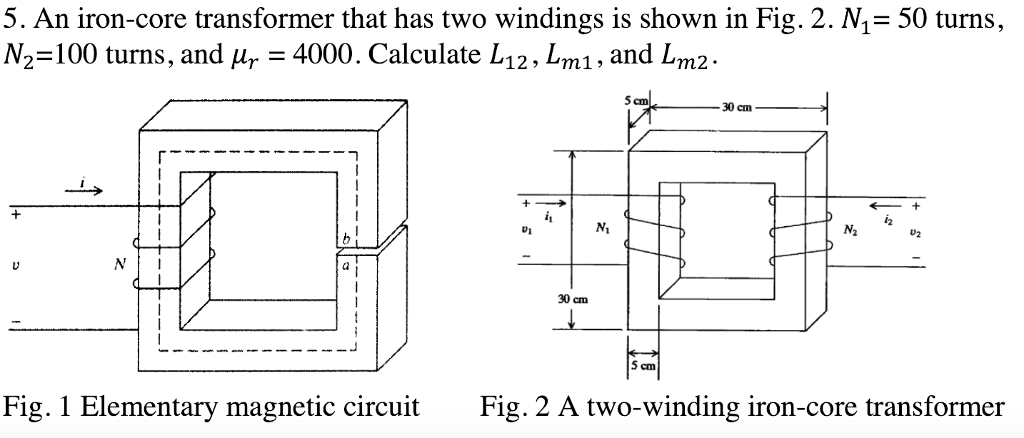 Solved 5. An iron-core transformer that has two windings is | Chegg.com