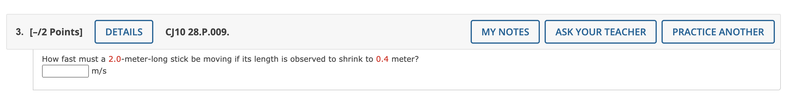 Solved -/2 Points] CJ10 28.P.009. How fast must a | Chegg.com