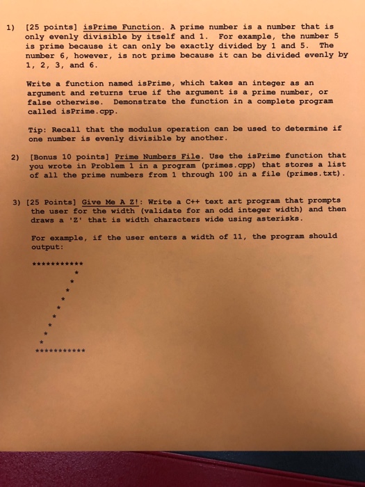 Solved 1 25 Points Isprime Function A Prime Number Is A 