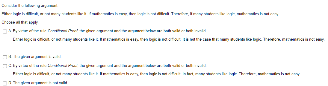 Solved Consider the following argument: Either logic is | Chegg.com