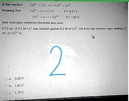 Solved > In the reaction Cobo + Cu* --> Co2+ + Cu? Knowing | Chegg.com