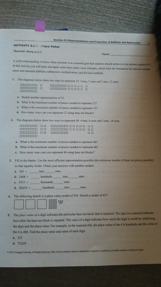 Solved Section 2.3 Representations and Properties of | Chegg.com