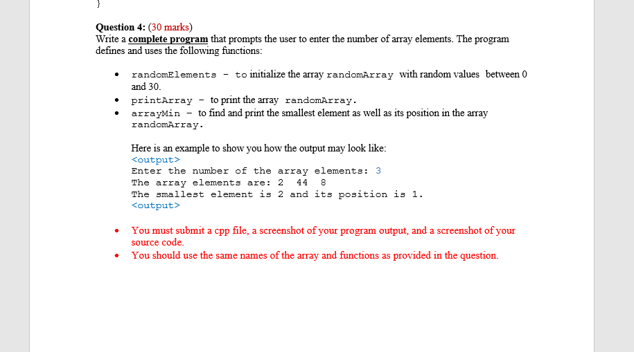 Solved Question 4: (30 marks) Write a complete program that | Chegg.com