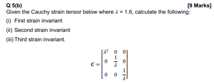 Solved Q 5(b) [9 Marks] Given the Cauchy strain tensor below | Chegg.com
