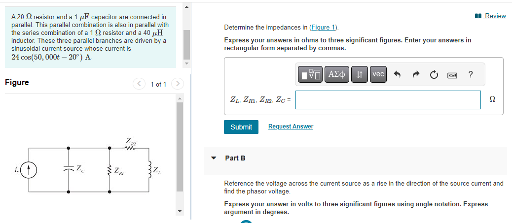 Solved A 20Ω resistor and a 1μF capacitor are connected in | Chegg.com