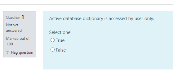 Solved Question 1 Active database dictionary is accessed by | Chegg.com