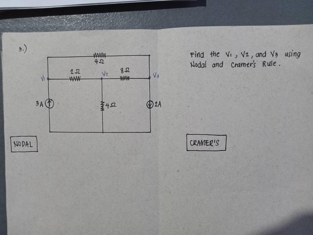 Solved Find the v1,v2, and v3 using Nodal and Cramer's | Chegg.com