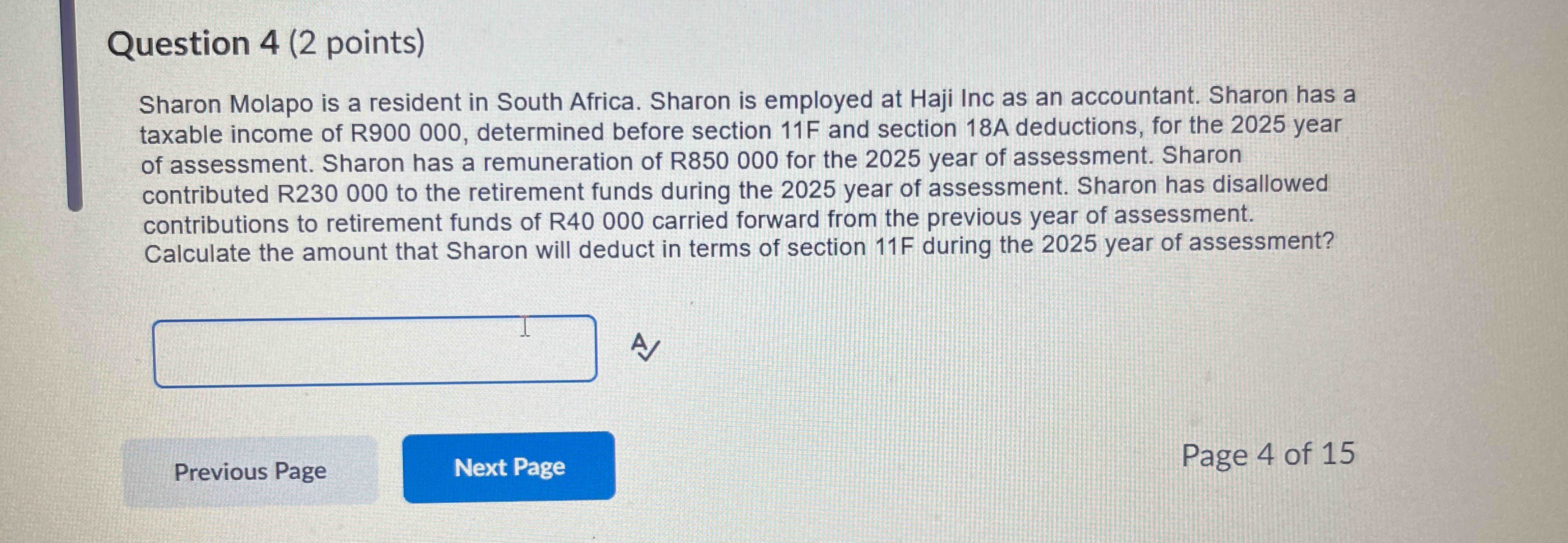 Solved Question 4 (2 ﻿points) ﻿Sharon Molapo is a resident | Chegg.com