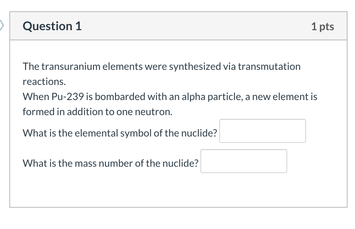 Solved Question 1 1 pts The transuranium elements were | Chegg.com