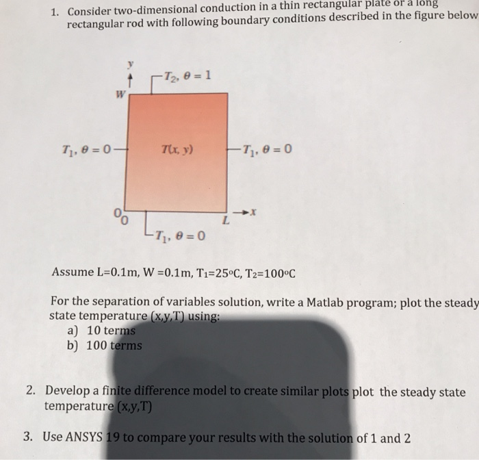 Consider two-dimensional conduction in a thin | Chegg.com