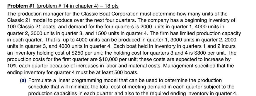 Solved Problem #1 (problem # 14 in chapter 4) – 18 pts The | Chegg.com