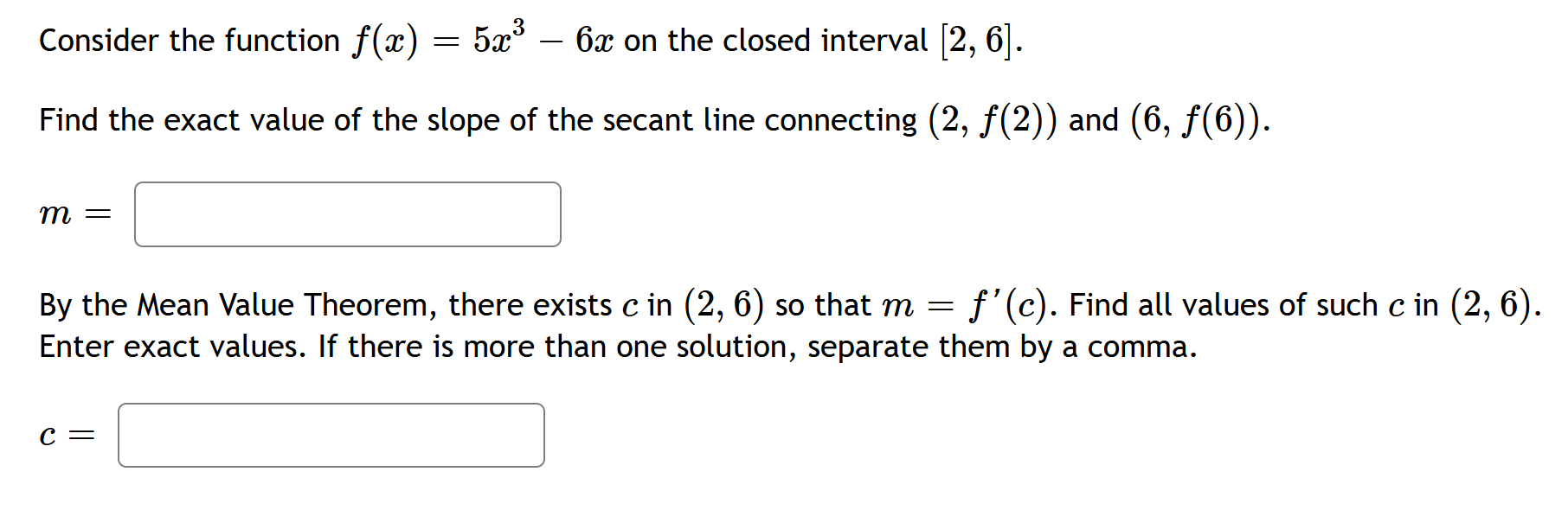Solved Consider the function f(x)=5x3−6x on the closed | Chegg.com