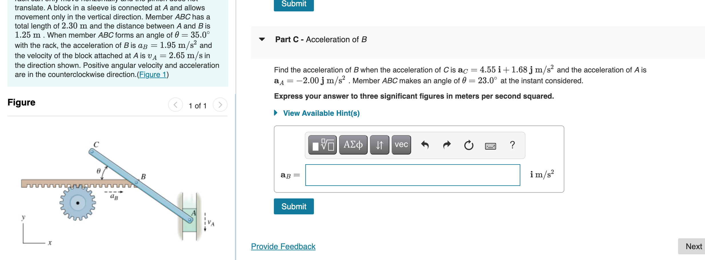 Solved Relative-Motion Analysis: Acceleration 6 of 14 II | Chegg.com