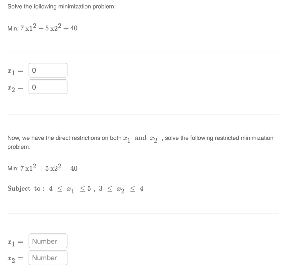 Solve the following minimization problem: Min: 7 x125 | Chegg.com