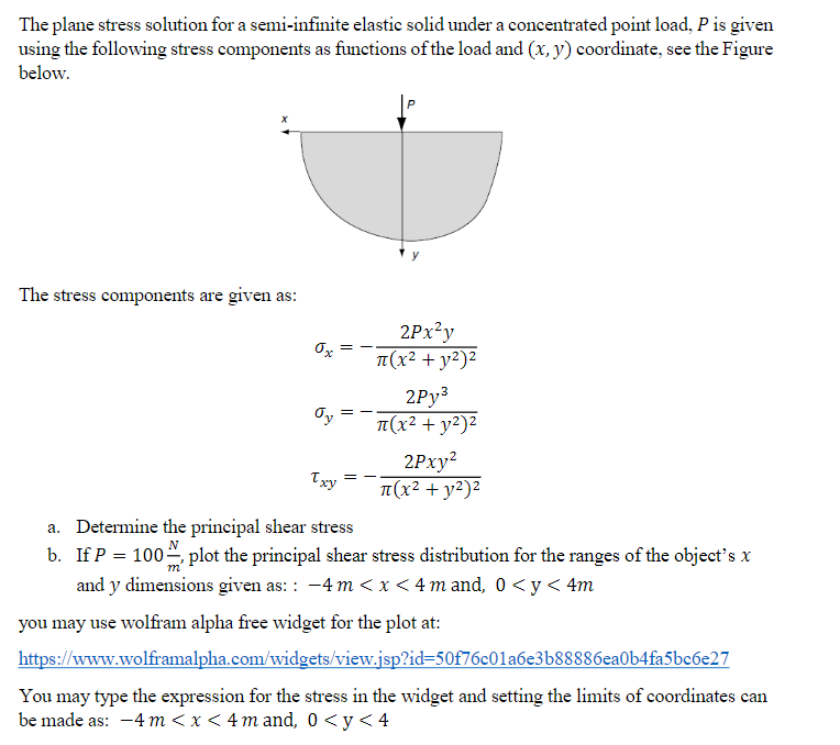 Solved The plane stress solution for a semi-infinite elastic | Chegg.com
