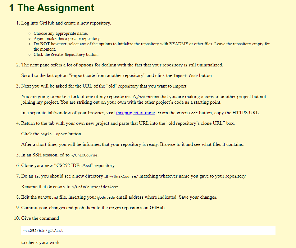 1 The Assignment 1. Log into GitHub and create a new | Chegg.com