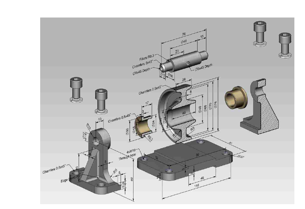 Solved Create a Belt Roller Support assembly as shown in | Chegg.com