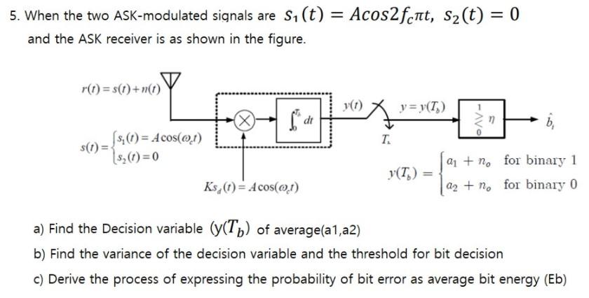 Solved 5. When two ASK-modulated signals are S1(t) = Acos | Chegg.com
