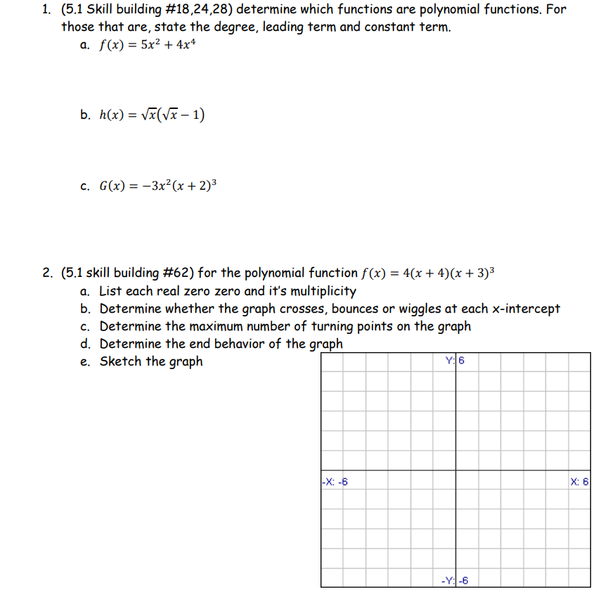 Solved 1. (5.1 Skill building \#18,24,28) determine which | Chegg.com