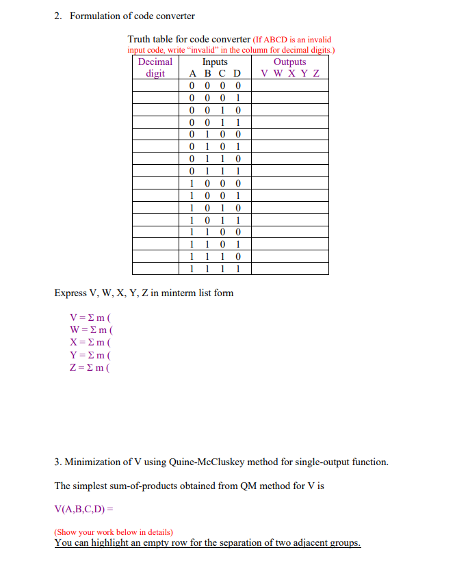Solved 4. Minimization of W,X,Y,Z using Karnaugh maps | Chegg.com