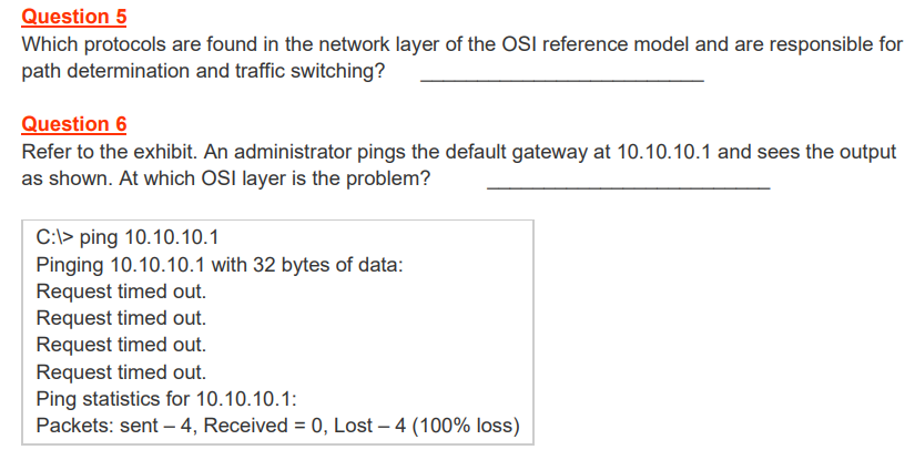 Solved Question 5 Which protocols are found in the network | Chegg.com
