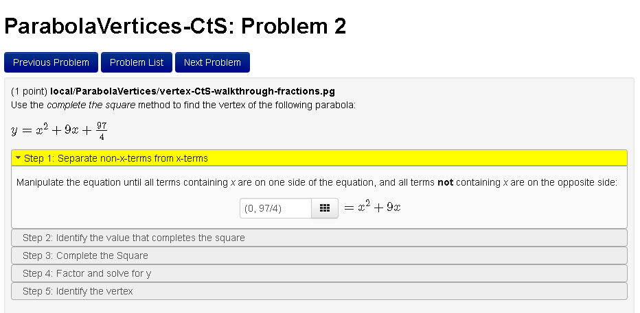 Solved ParabolaVertices-CtS: Problem 2 Previous Problem | Chegg.com